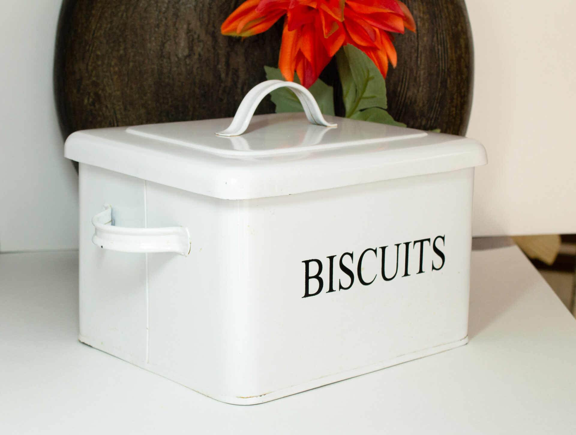 White Enamel Biscuit Box Kitchen Decor - Cynthia's Attic Direct ...